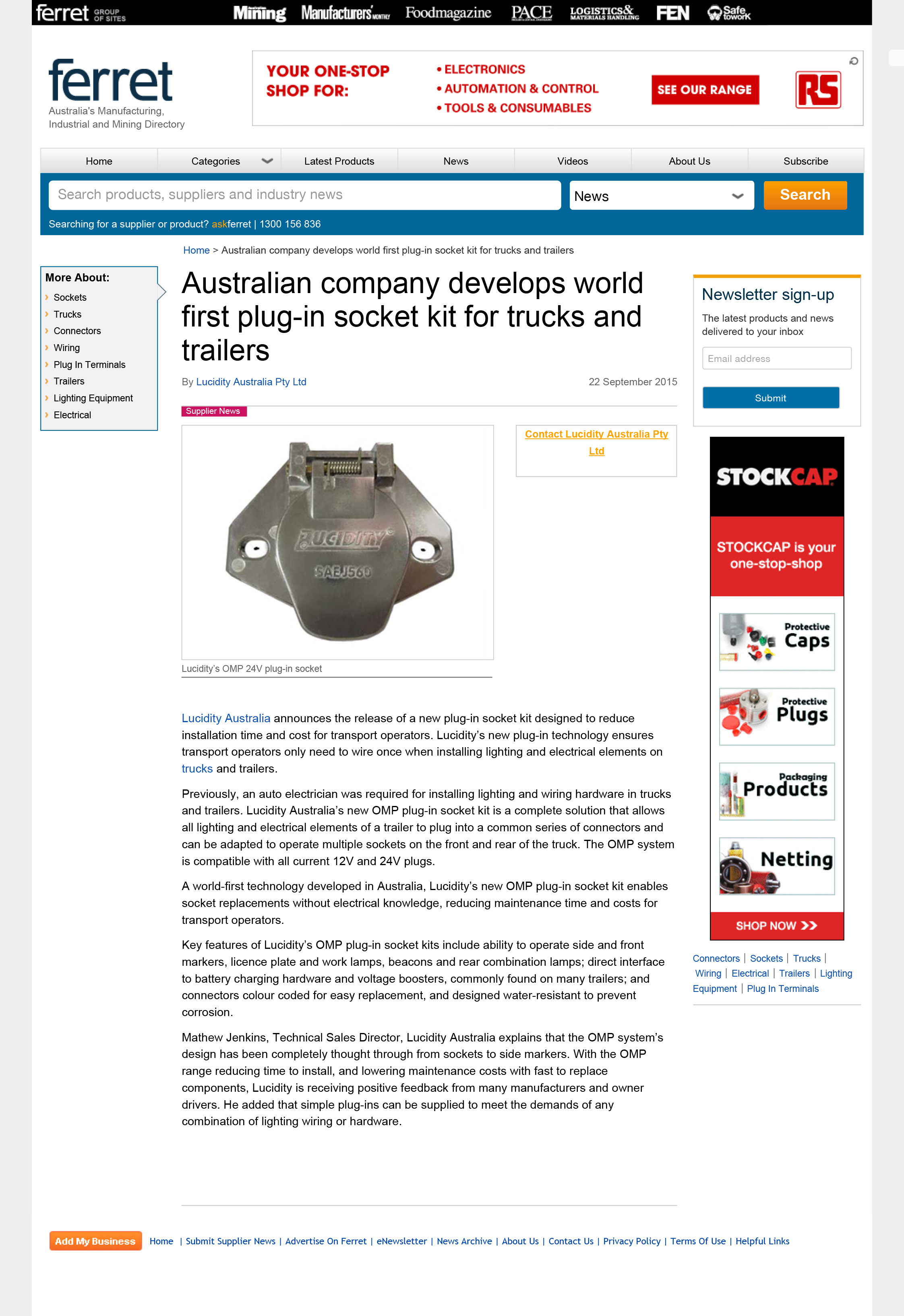 Ferret - Australian company develops world first plug-in socket kit for ... Ferret - Australian company develops world first plug-in socket kit for ...